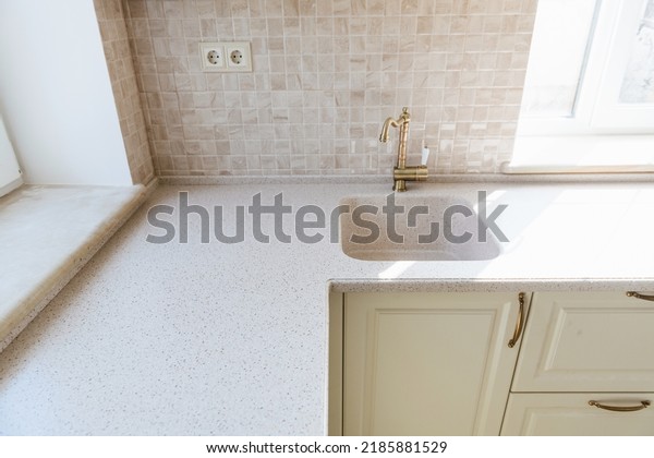 Solid Light Marble Countertop New White Stock Photo 2185881529 ...