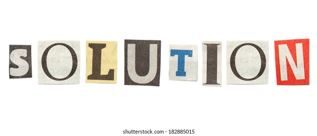Solution Words Composed Isolated Cutout Newspaper Stock Photo 182885015 ...