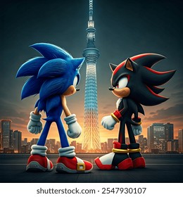 Sonic Hedgehog Dramatic Action Pose Facing AI-generated image ...