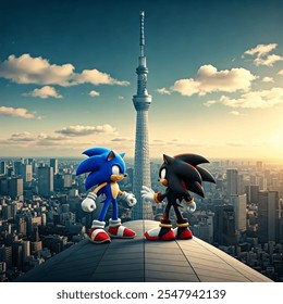 Sonic Hedgehog Dramatic Action Pose Facing AI-generated image ...