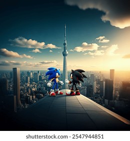Sonic Hedgehog Dramatic Action Pose Facing AI-generated image ...