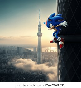 Sonic Hedgehog Dramatic Action Pose Facing AI-generated image ...