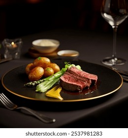 Sophisticated Table Setting Featuring Beef Fillets AI-generated image ...