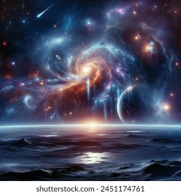 Frozen Nebula Comets Frozen Planets Floating AI-generated image ...