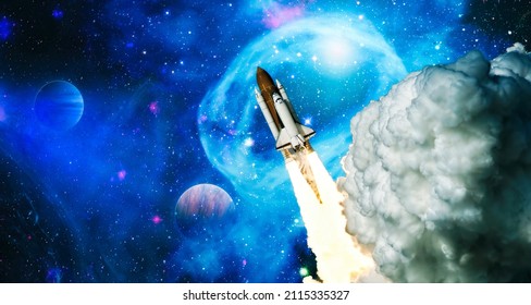 Space Shuttle Launch Star Background Spaceship Stock Photo 2115335327 ...