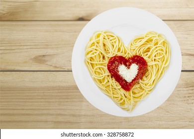 Heart Shaped Spaghetti Tomato Sauce Parmesan Stock Photo (Edit Now ...