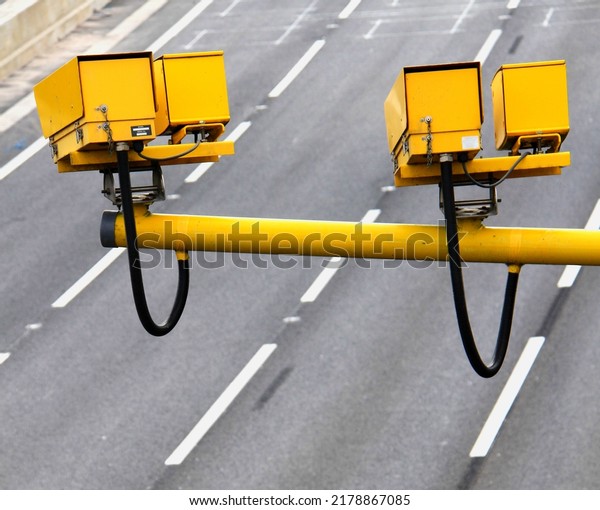 Speeding Cameras Overlooking Freeway Looking Out Stock Photo 2178867085 ...