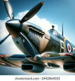 Painting Supermarine Spitfire Banking Over White AI-generated image ...