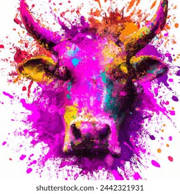 Splatter Paint Vector-style Image Bulls Coming AI-generated image ...