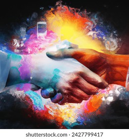 Show Two Hands Clasping Handshake Symbolizing AI-generated image ...