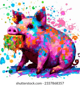 Splatter Paint Vector-style Image Boar Man AI-generated image ...