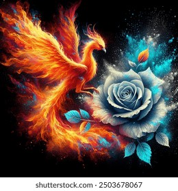 Splatter Paint Vector-style Image Phoenix On AI-generated image ...