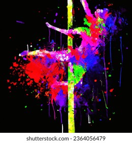 Splatter Paint Vector-style Image Woman Dancing AI-generated image ...