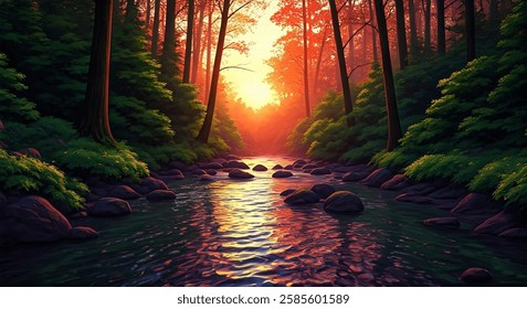 Splatter Paint Vector-style Image Streams Sunset AI-generated image ...