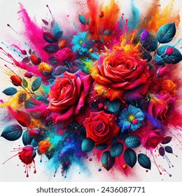 Splatter Paint Vector-style Image Roses Symbols AI-generated image ...