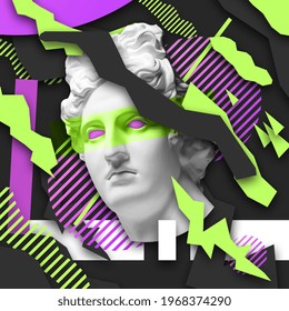 Split Collage Plaster Head Statue Isolated Stock Photo 1968374290 ...