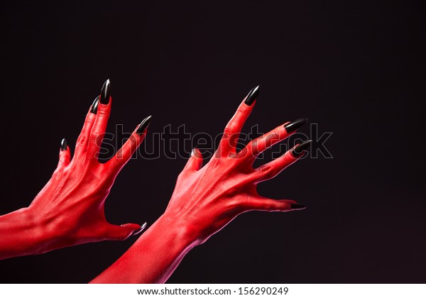 Spooky Red Devil Hands Black Nails Stock Photo 156290249 | Shutterstock
