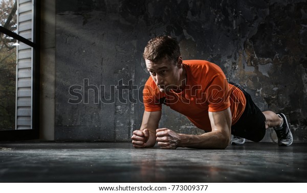 Sport Background Handsome Man Doing Plank Stock Photo (Edit Now) 773009377 Sport Background Handsome Man Doing Plank Stock Photo (Edit Now) 773009377
