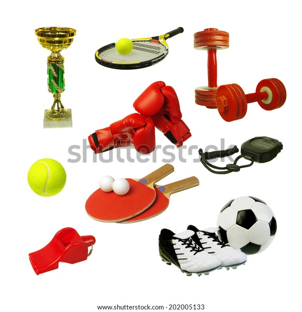 Sport Big Set Sport Objects White Stock Photo 202005133 | Shutterstock