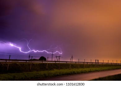 Spring Storm Lightning Lightning Sudden Electrostatic Stock Photo ...