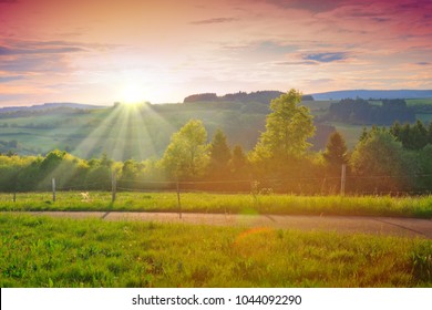 Spring Sunset Over Trees Stock Photo 1044092290 | Shutterstock