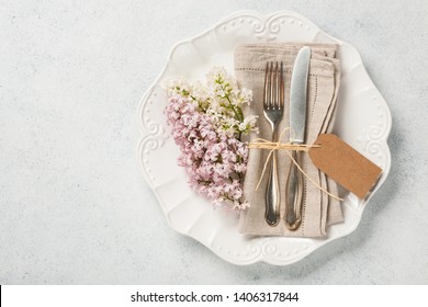 Spring Table Place Setting Top View Stock Photo 1406317844 | Shutterstock