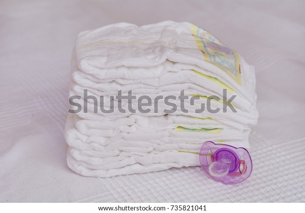 Stack Baby Diapers Pacifier Stock Photo 735821041 | Shutterstock