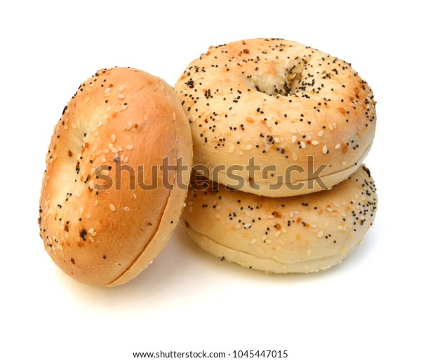 Stack Bagels On White Background Stock Photo (Edit Now) 1045447015