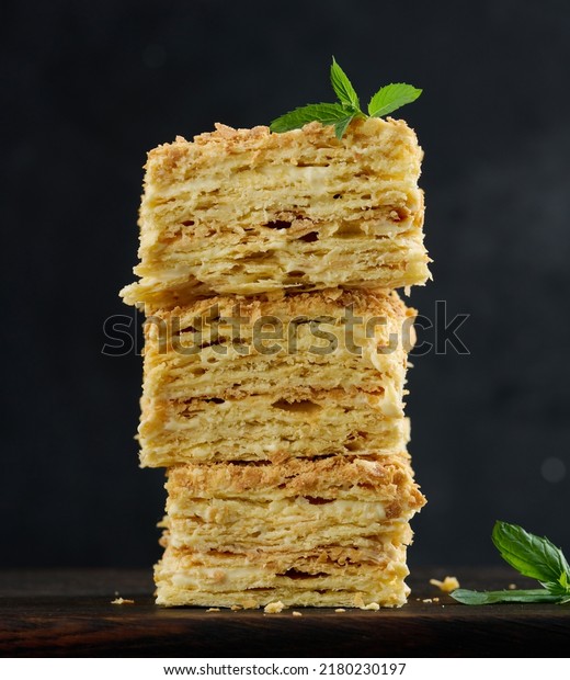 Stack Baked Napoleon Pie Slices Cream Stock Photo 2180230197 | Shutterstock