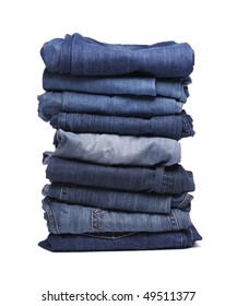 Stack Blue Jeans Pants Isolated On Stock Photo 49511377 | Shutterstock