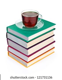 High Books Stack Isolated On White Stock Illustration 788518429