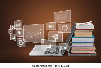 Stack Books Laptop On Table Stock Photo 1525406321 | Shutterstock