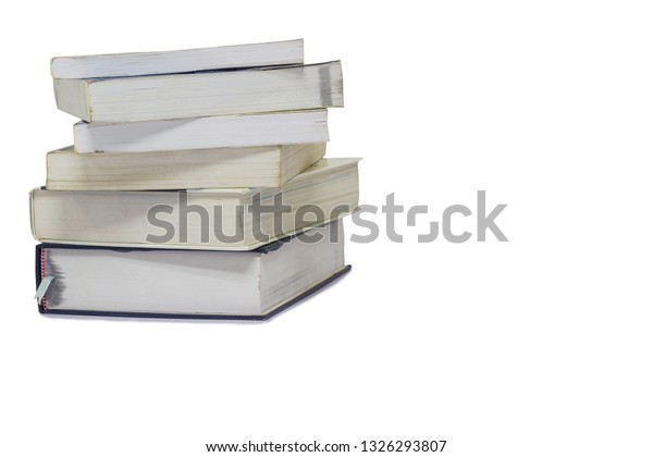 Stack Books Overlapping Isolated White Background Stock Photo ...