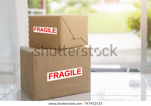 Stack Brown Cardboard Boxes Fragile Box Stock Photo 747452533 ...
