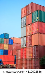 Stack Cargo Containers Sunrise Intermodal Yard Stock Photo 112002866 ...