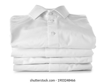 Stack Clean Clothes On White Background Stock Photo 1903248466 ...