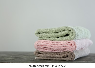 Stack Clean Towels On Table Against Stock Photo 1193147755 | Shutterstock