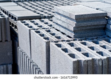 Stack Concrete Blocks Construction Warehouse Background Stock Photo ...