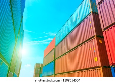 Stack Containers Box Cargo Freight Ship Stock Photo 1199554534 ...