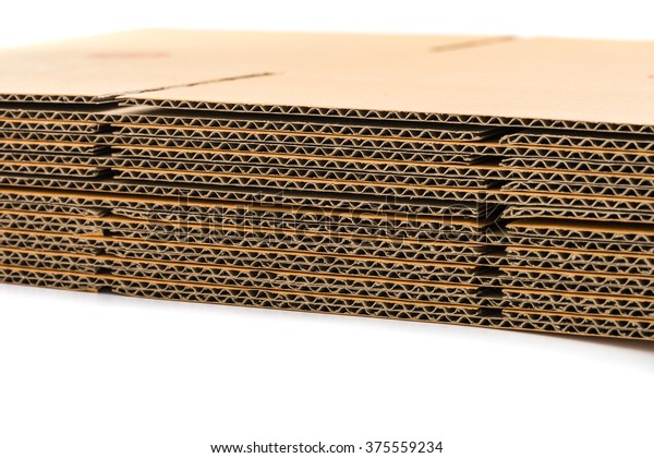 Stack Corrugated Cardboard Boxes On White Stock Photo 375559234 ...