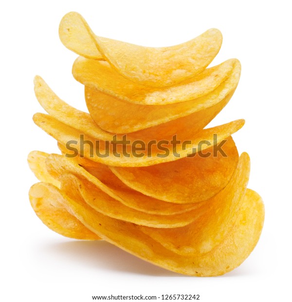 Stack Delicious Potato Chips Isolated On Stock Photo 1265732242 ...