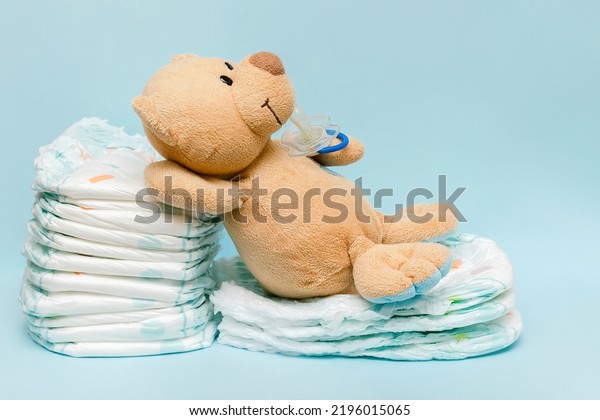 Stack Diapers Cute Teddy Beartoy Pacifier Stock Photo 2196015065 ...