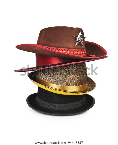 Stack Different Hats Isolated On White Stock Photo (Edit Now) 94443337