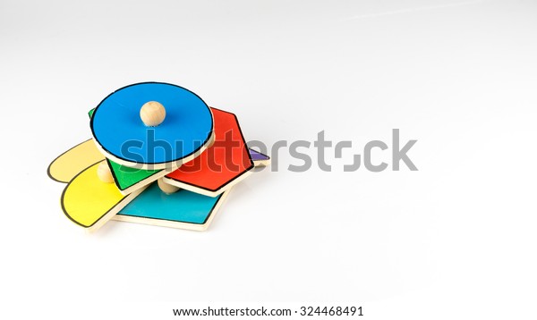 Stack Different Types Wooden Shapes Colours Stock Photo 324468491 ...