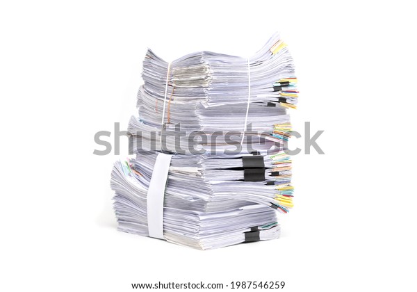 Stack Documents Isolated On White Background Stock Photo 1987546259 ...