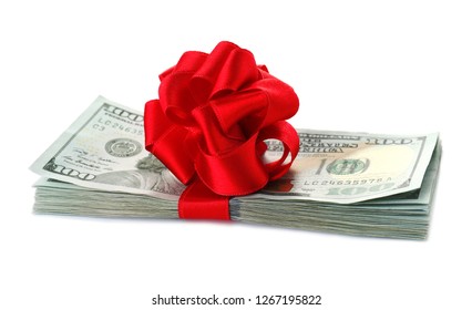 Stack Dollar Banknotes Bow On White Stock Photo 1267195822 | Shutterstock