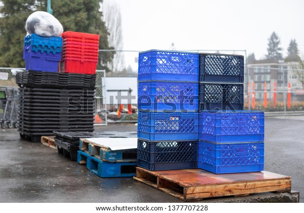 Stack Empty Milk Crates On Wooden Stock Photo 1377707228 | Shutterstock
