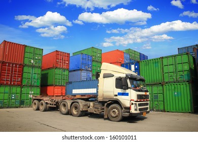 Stack Freight Containers Docks Truck Stock Photo 160101011 | Shutterstock
