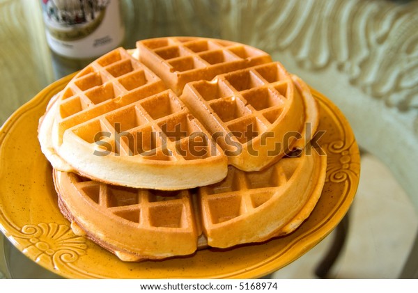 Stack Golden Brown Belgian Waffles Stock Photo (Edit Now) 5168974