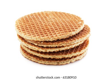 Stack Golden Round Waffles Isolated Over Stock Photo 63180910 ...